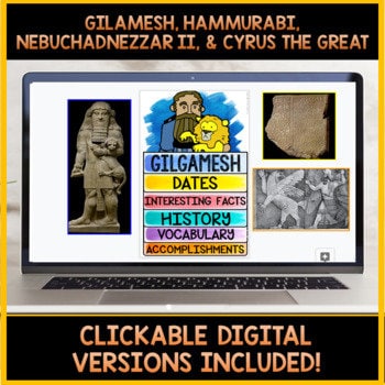 Ancient Mesopotamia Projects: Hammurabi Gilgamesh Flip Books Activities ...
