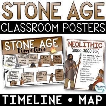 Stone Age Posters | Stone Age Timeline | Early Humans Map Archaeology ...
