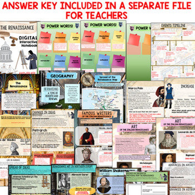 The Renaissance Interactive Notebook Digital Notebook History Social ...