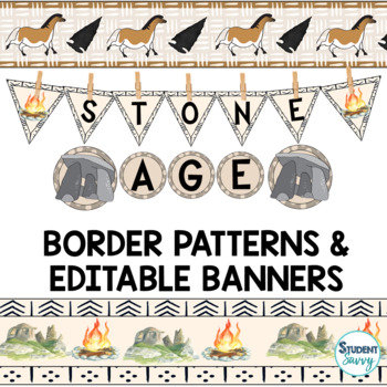 Stone Age Bulletin Board Kit | Early Human Posters | Borders | Banners ...