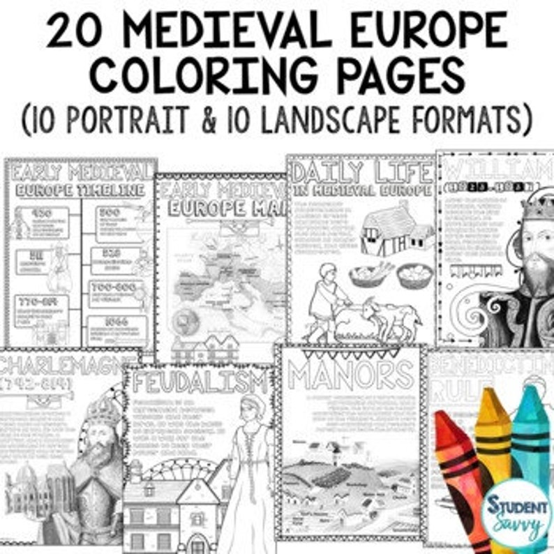 Early Middle Ages Medieval Europe Posters Timelines Maps Coloring Pages ...