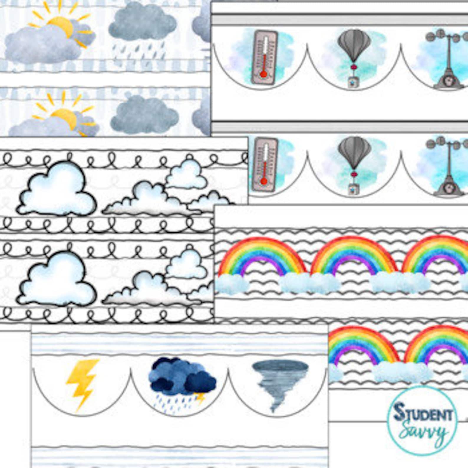 Weather and Climate Bulletin Board Borders | Weather Borders - Etsy
