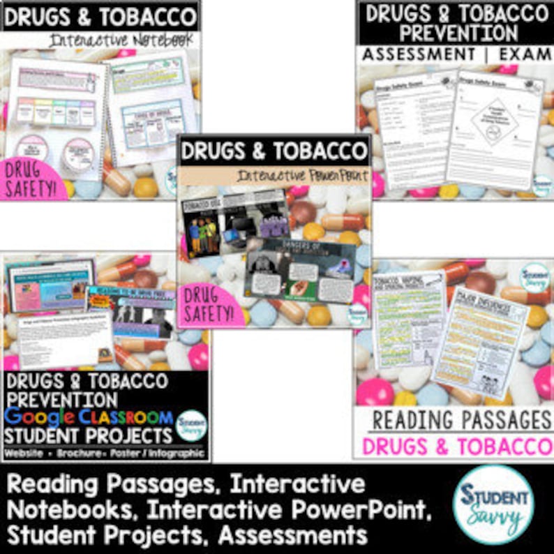 Tobacco & Drug Prevention Activities Projects Resource Bundle 6th Grade ...