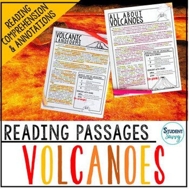 Volcanoes Reading Passages - Questions - Annotations - Etsy