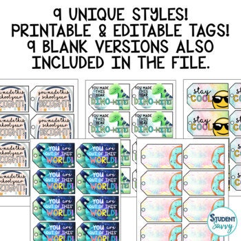 End of the Year Gift Tags for Students Editable Student Gift Tags Among ...