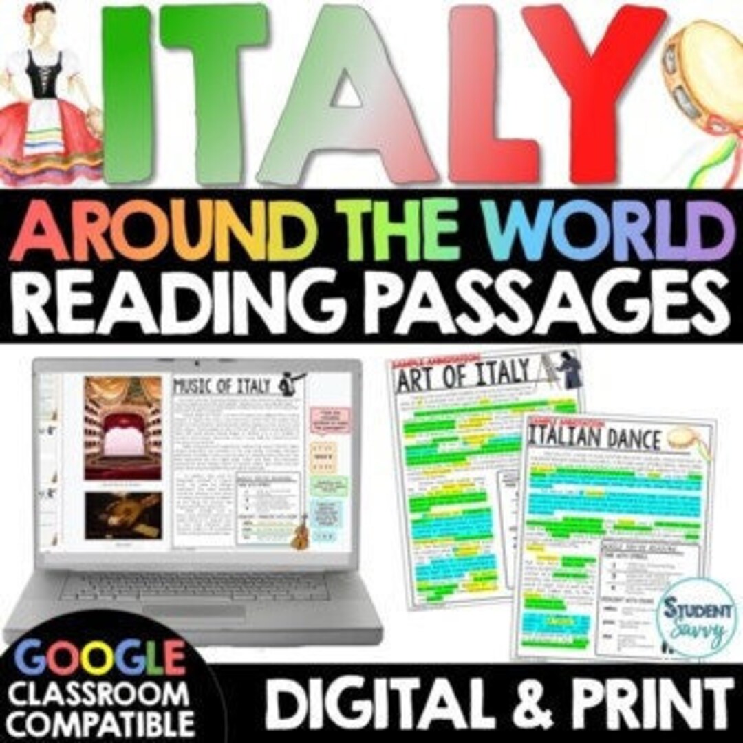 Italy Reading Comprehension Passages Google Classroom | Around the ...