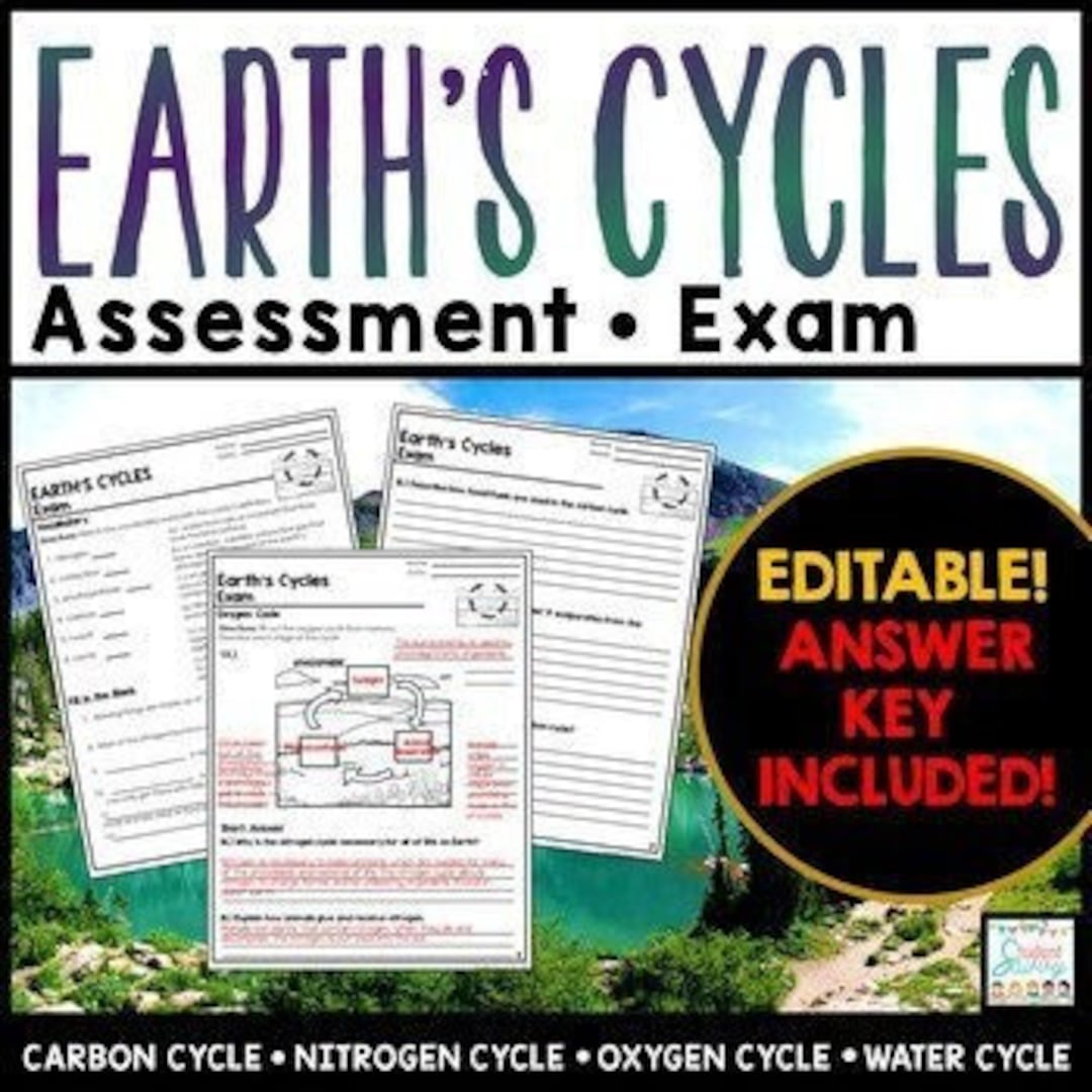 Earth's Cycles Exam Quiz Test Review | Nitrogen Carbon Oxygen Water ...