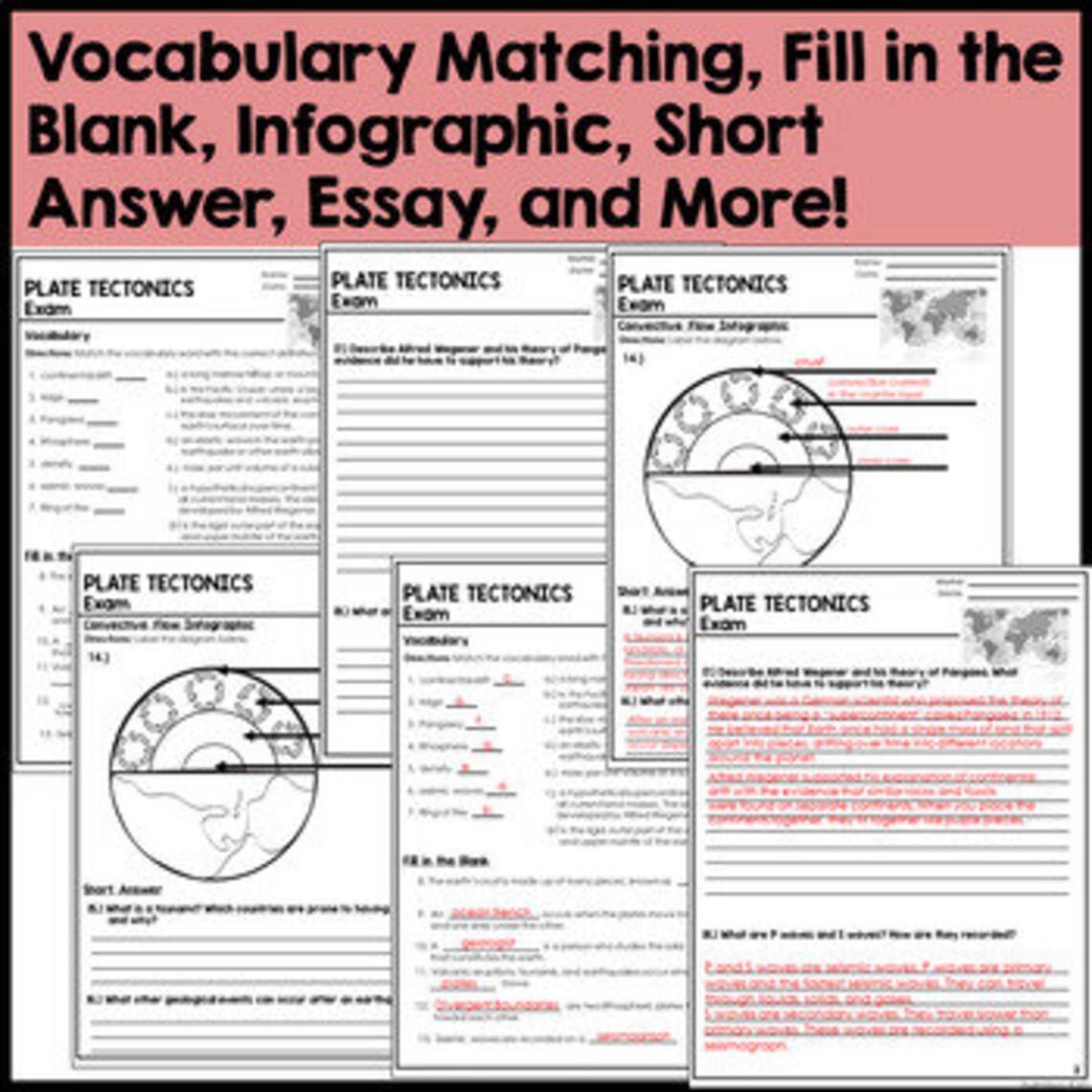 Plate Tectonics Unit Exam - Assessment Test Quiz Review Tectonic Plates ...