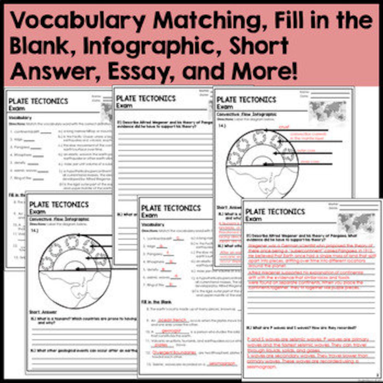 Plate Tectonics Unit Exam - Assessment Test Quiz Review Tectonic Plates ...