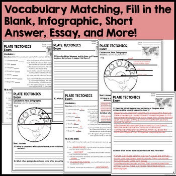 Plate Tectonics Unit Exam - Assessment Test Quiz Review Tectonic Plates ...
