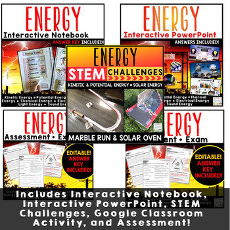 Energy Activities Bundle | Forms Kinetic and Potential Energy Transfer ...
