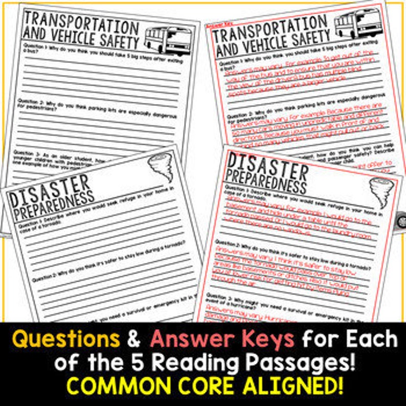 Safety and First Aid Reading Passages - Questions - Annotations - Etsy