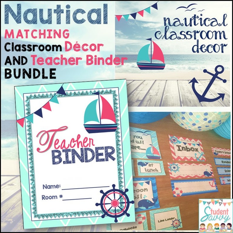 Nautical Teacher Binder & Classroom Decor Bundle 2018-2019 - Etsy