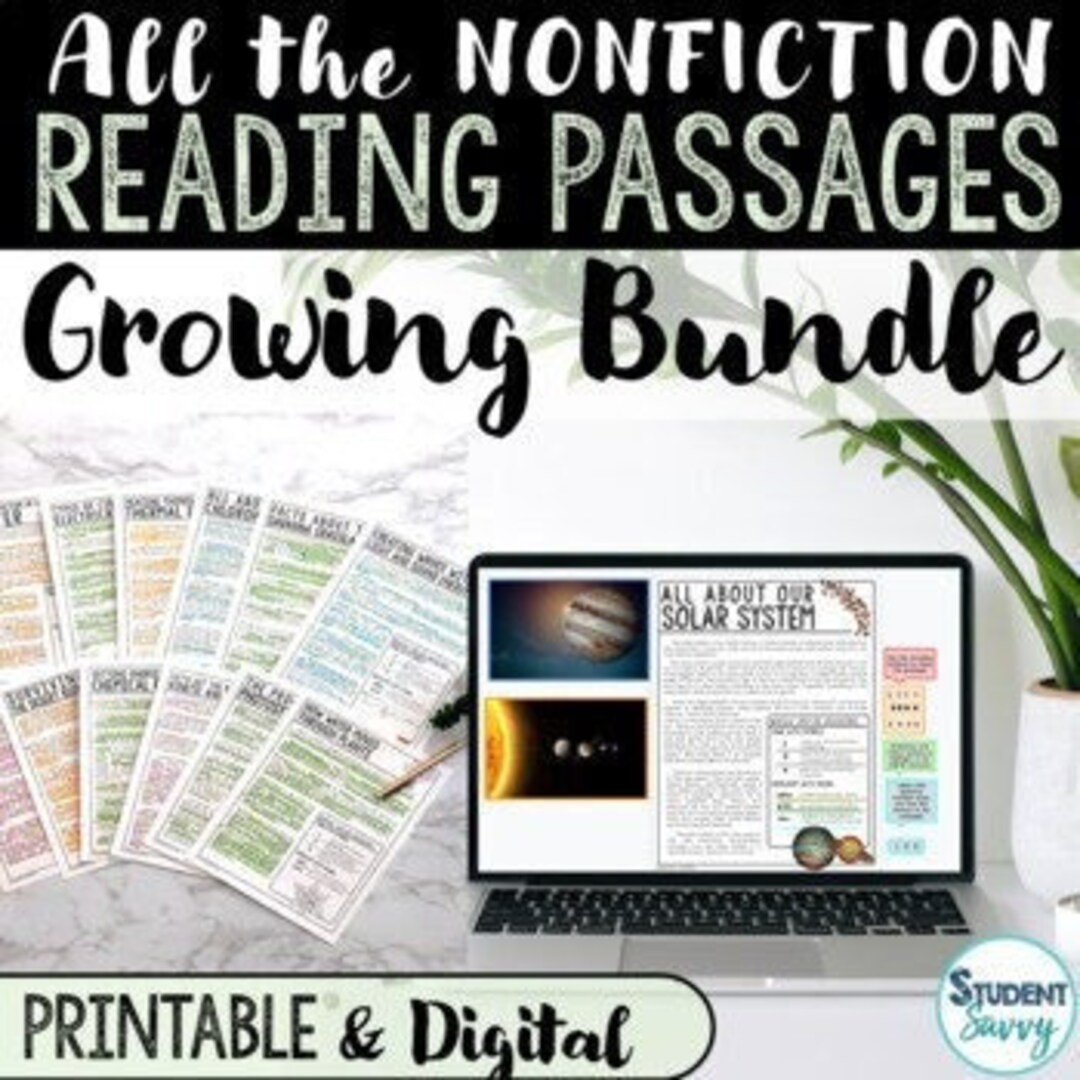 Nonfiction Reading Comprehension Passages BUNDLE 6th Grade Middle ...