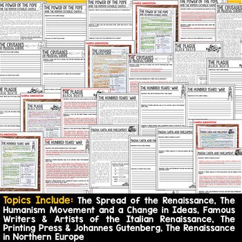 Renaissance Reading Passages Questions Annotations - Etsy