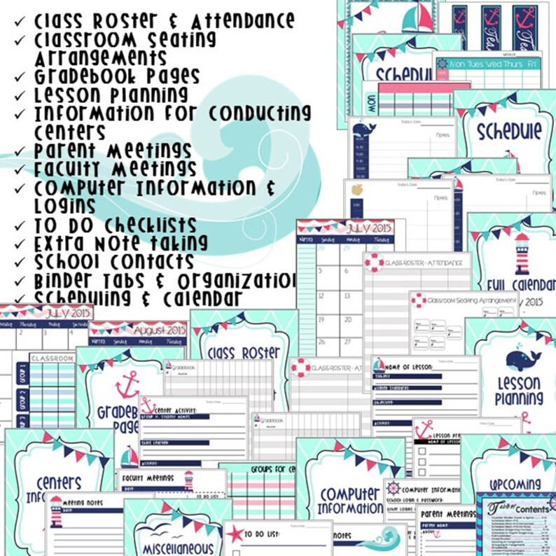 Nautical Teacher Binder & Classroom Decor Bundle 2018-2019 - Etsy