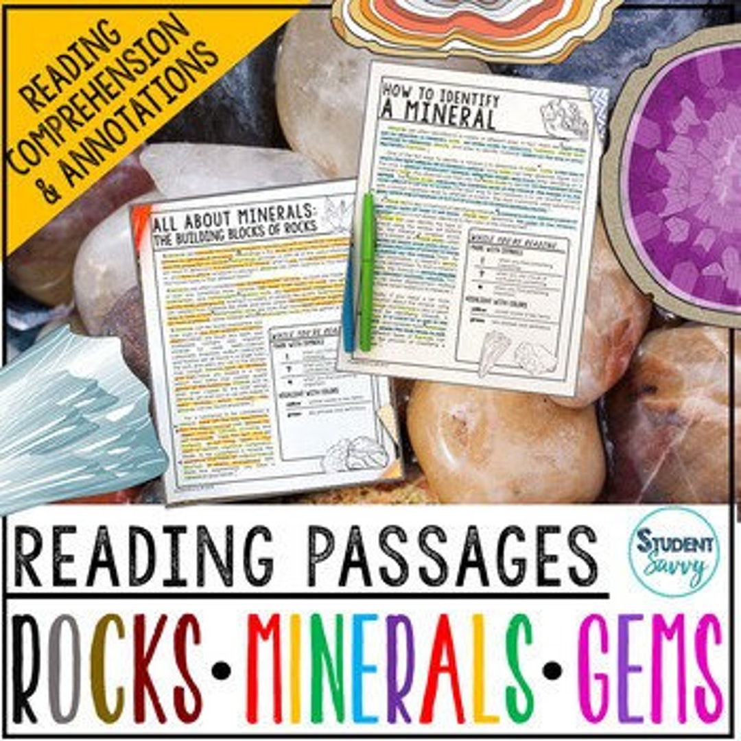 Rocks and Minerals Reading Passages Questions Annotations - Etsy
