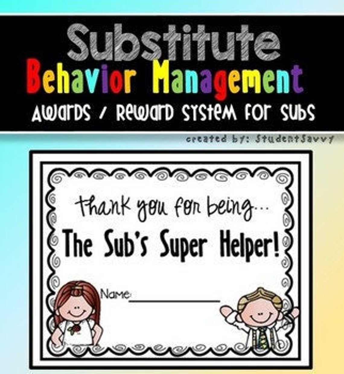 Substitute Teacher - Classroom Behavior Management - Awards - Etsy