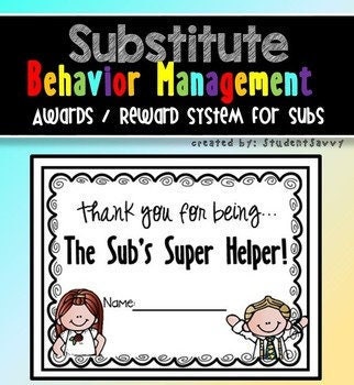 Substitute Teacher - Classroom Behavior Management - Awards - Etsy