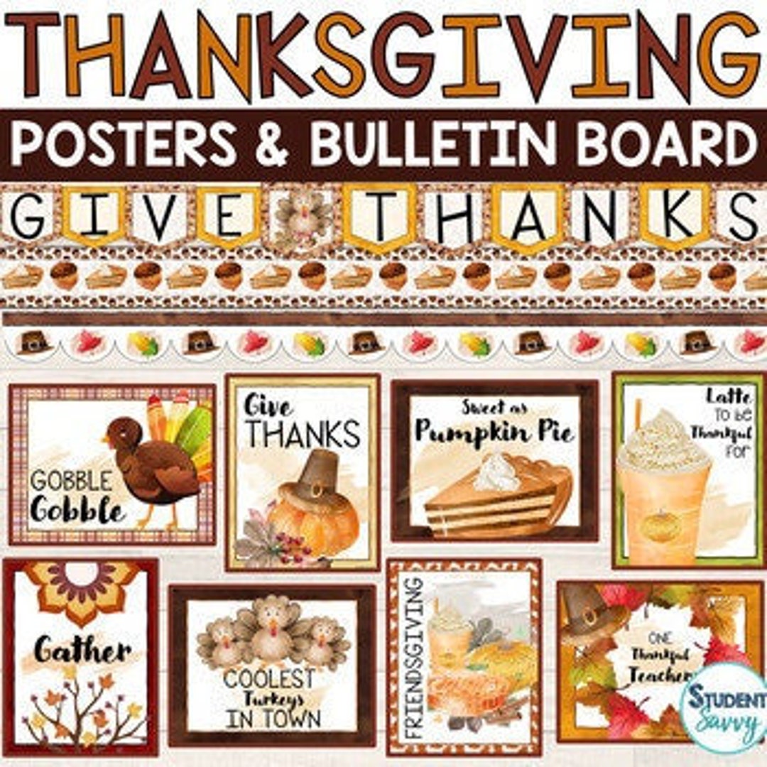 Thanksgiving Bulletin Board & Posters Classroom Decor Turkey Fall ...