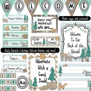 Woodland Classroom Decor (editable) | Woodland Animals Classroom Theme ...