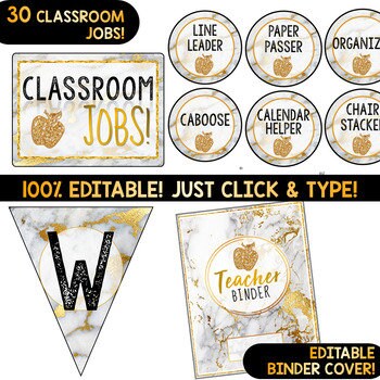 Gold Marble Classroom Decor (editable) Marble Classroom Decoration ...