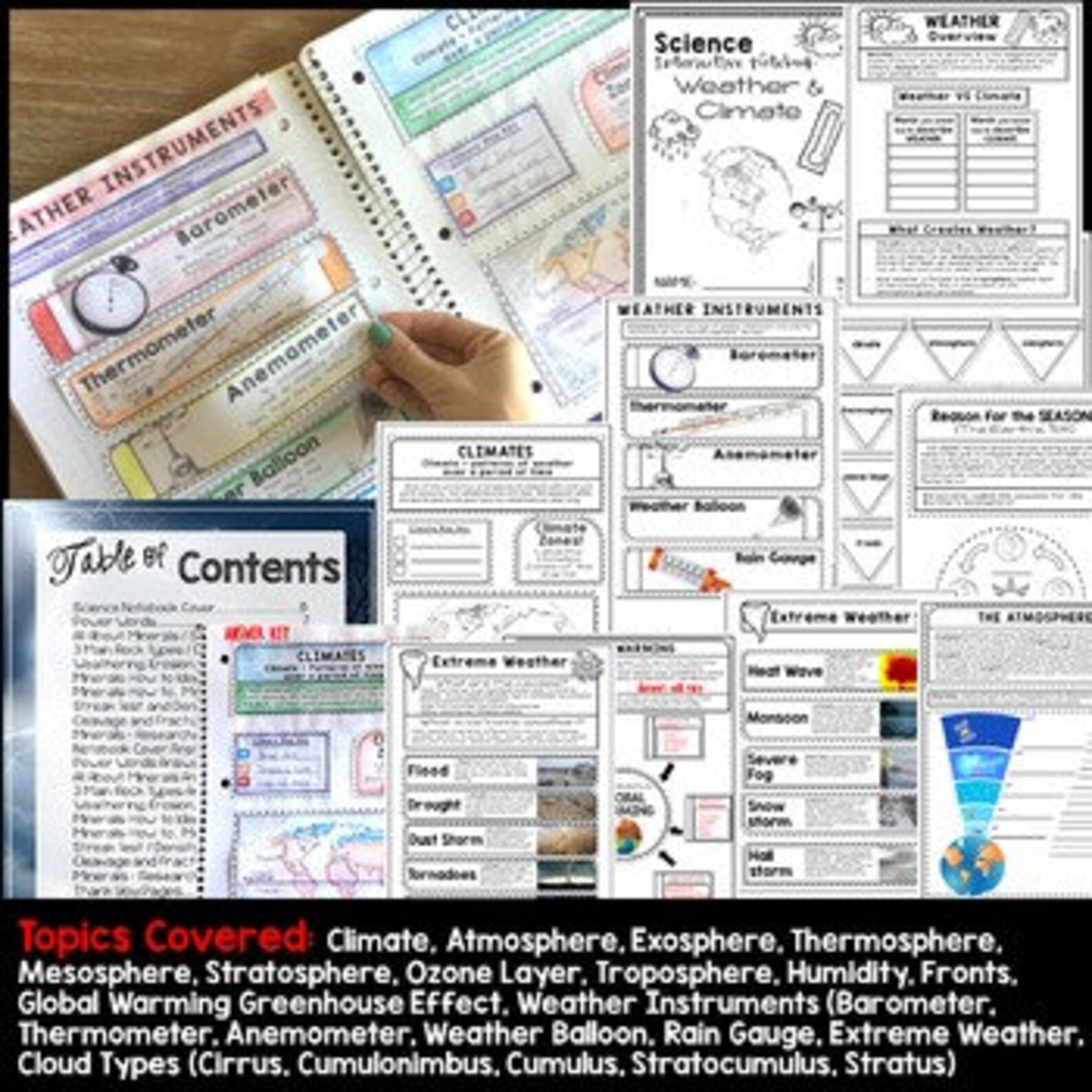 Weather Interactive Notebook | Weather and Climate | Severe Weather ...