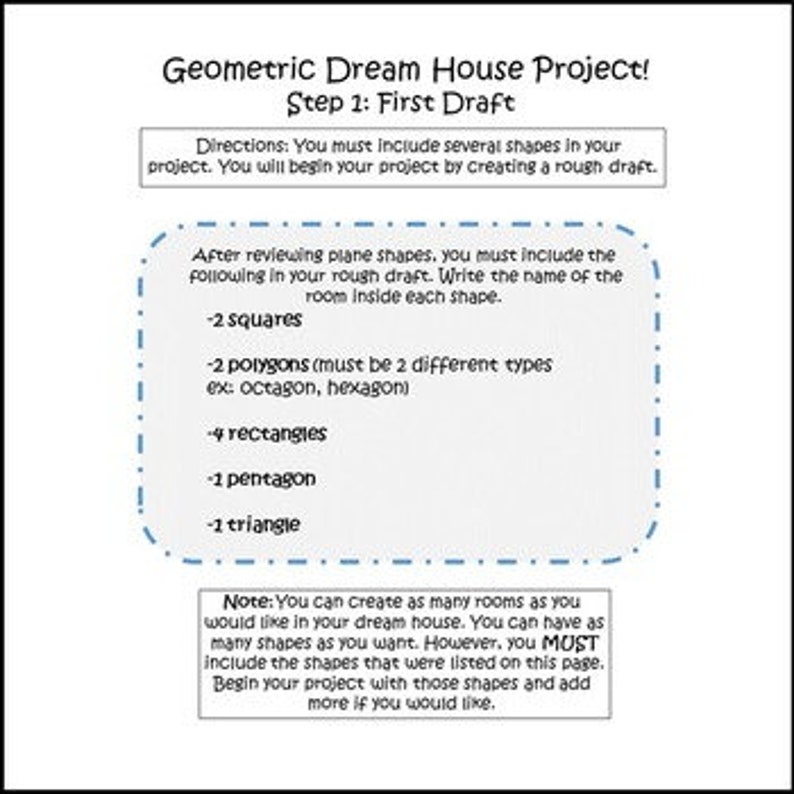 Geometry Project Dream House- 2nd Grade - Common Core - Etsy
