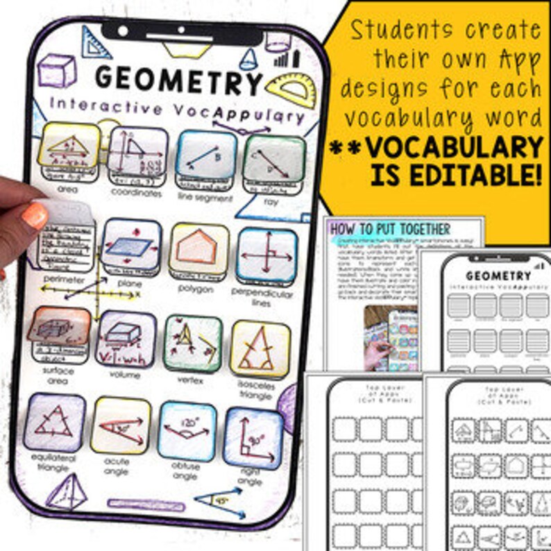 Geometry Activity Interactive Vocappulary™ Math Vocabulary Activity - Etsy