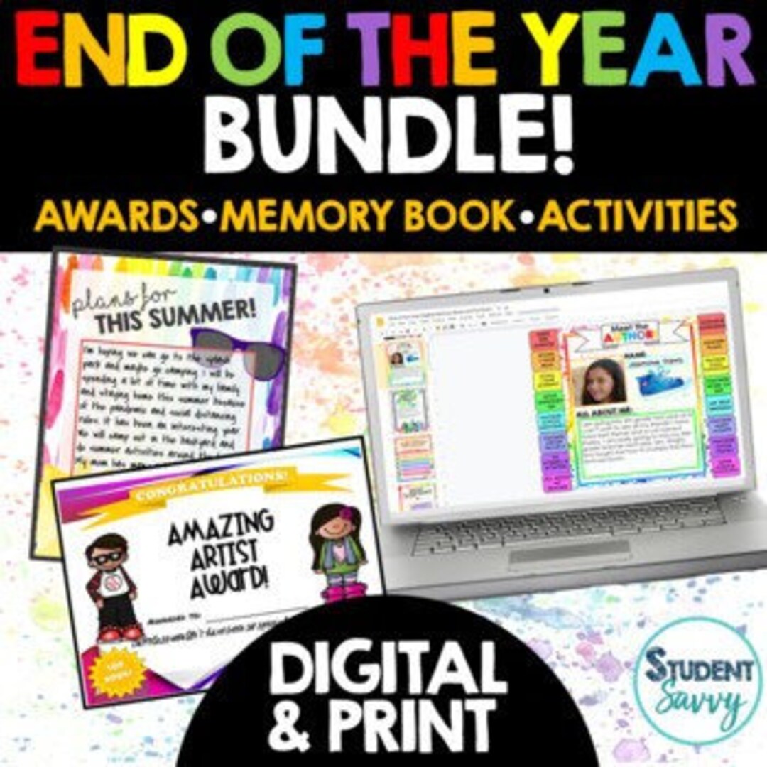 End of the Year Activities - Digital Memory Book - End of Year Awards ...