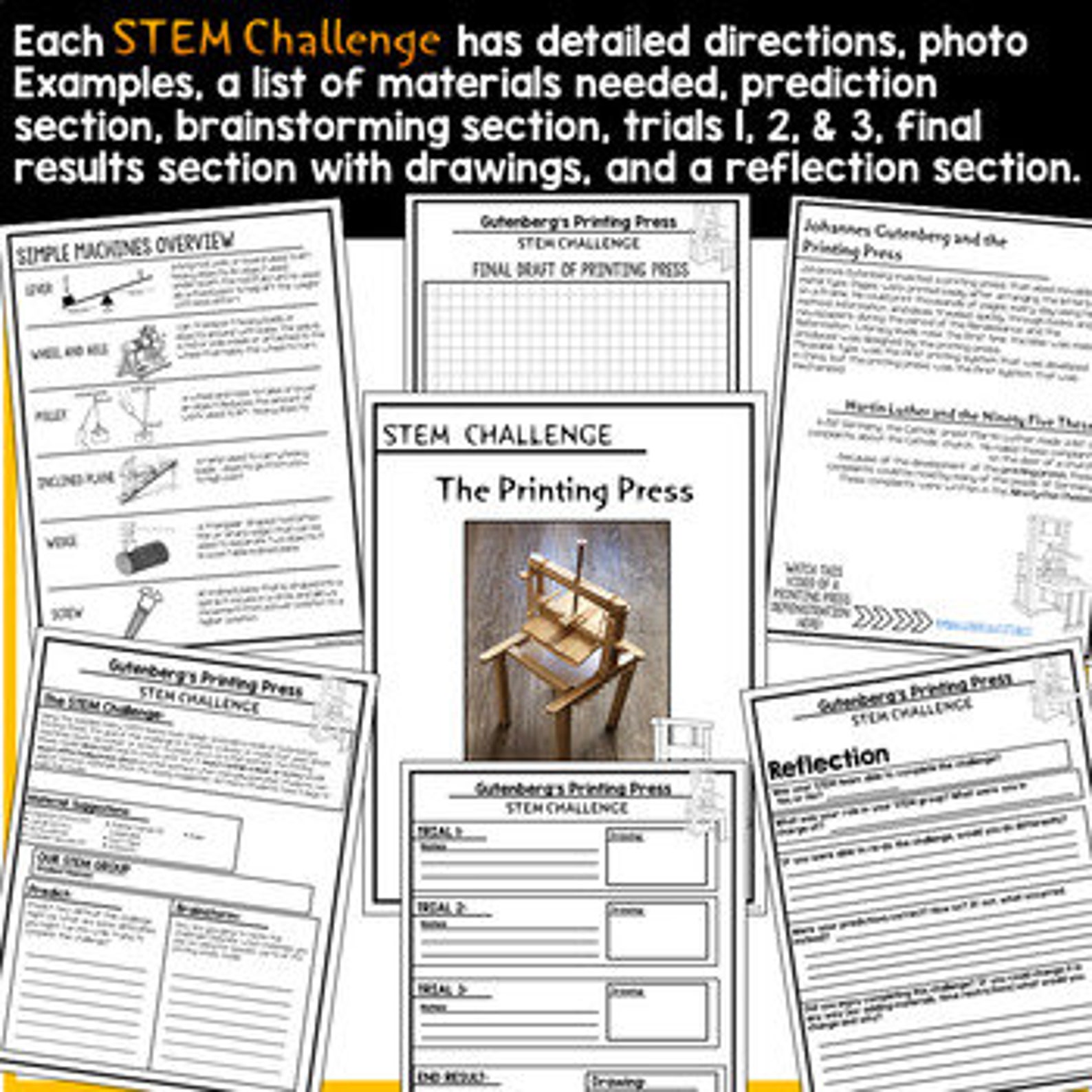 The Reformation STEM Challenge | Gutenberg Printing Press STEM Activity ...