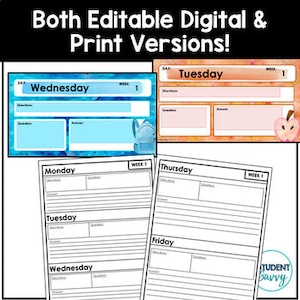 Editable Bell Ringers Templates Daily Warm Ups Morning Work - All ...