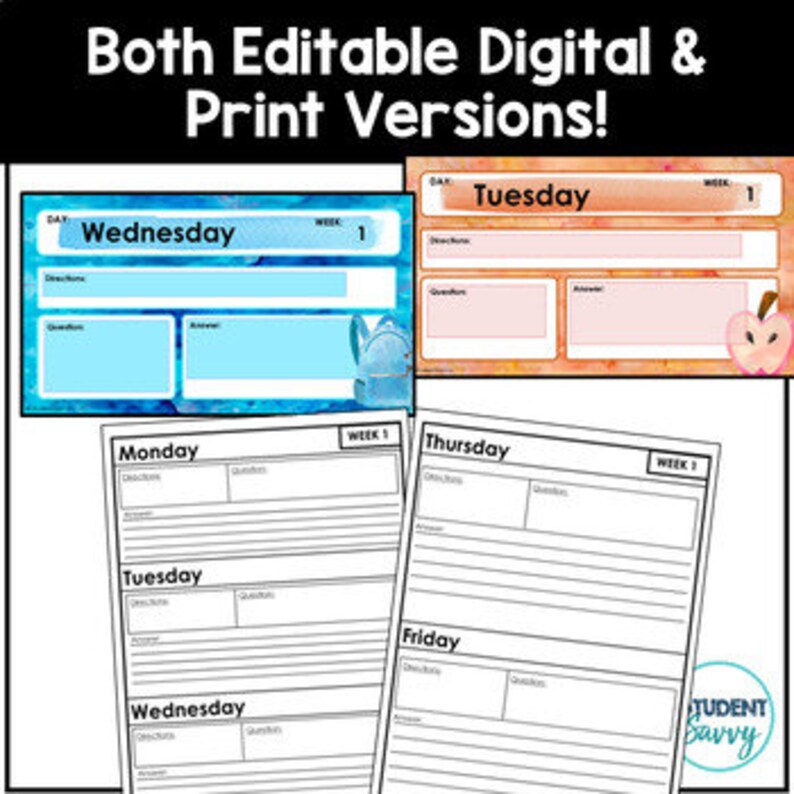 Editable Bell Ringers Templates Daily Warm Ups Morning Work - All ...