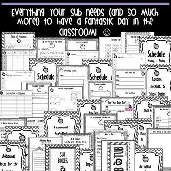 Substitute Teacher Binder Sub Tub Editable Templates Forms Covers - Etsy