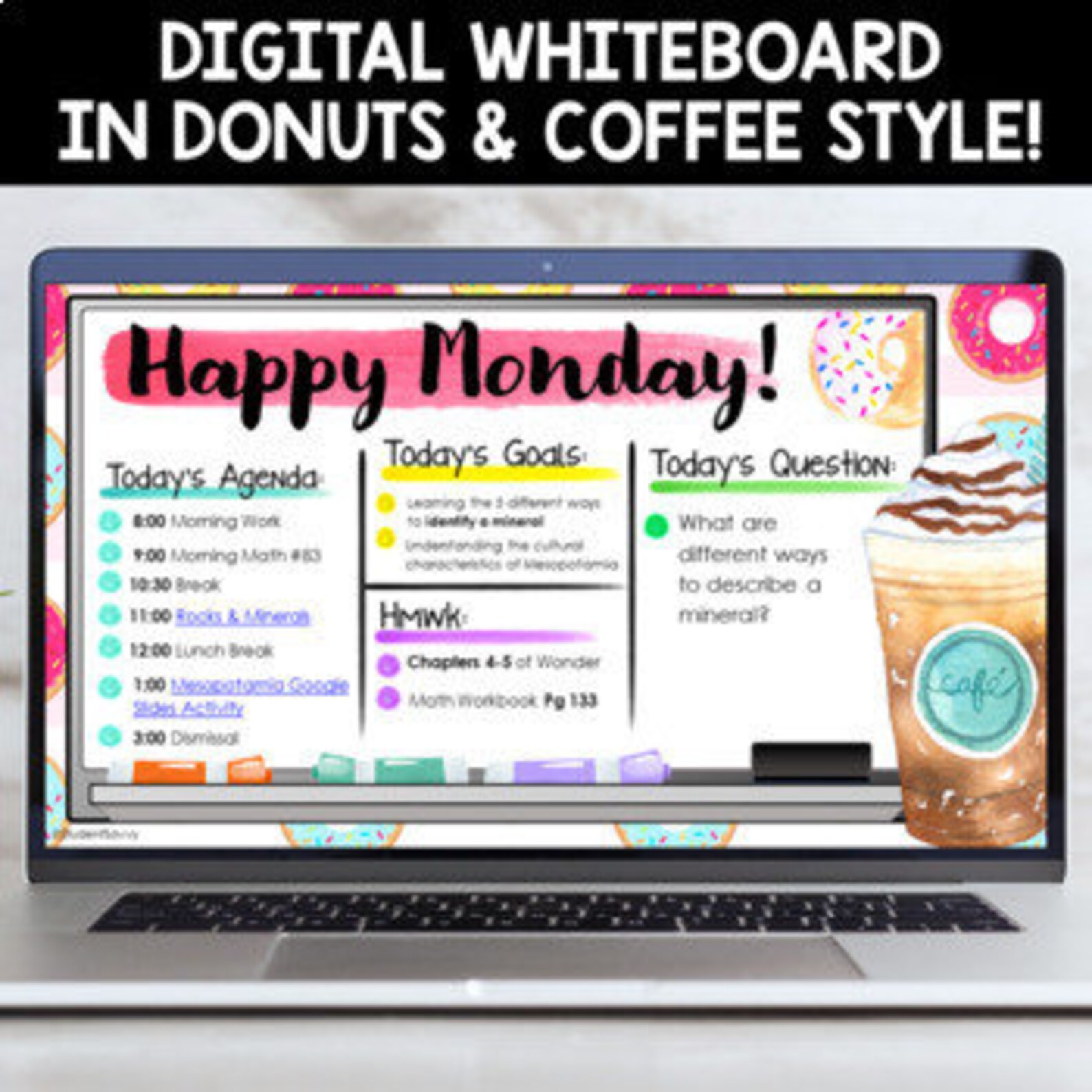 Daily Schedule Template Daily Agenda Google Slides DONUTS & COFFEE ...