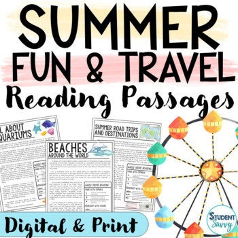 Summer Reading Passages With Comprehension Passages Digital & Print ...