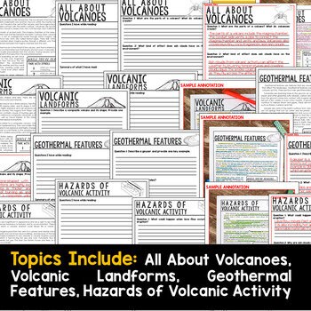 Volcanoes Reading Passages - Questions - Annotations - Etsy