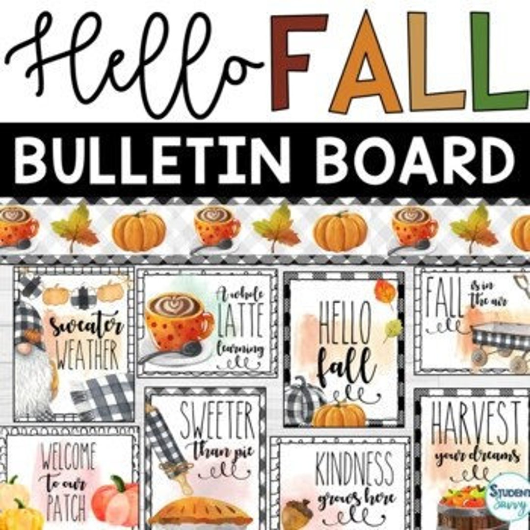 Fall Bulletin Board and Autumn Posters - Hello Fall Farmhouse Classroom ...