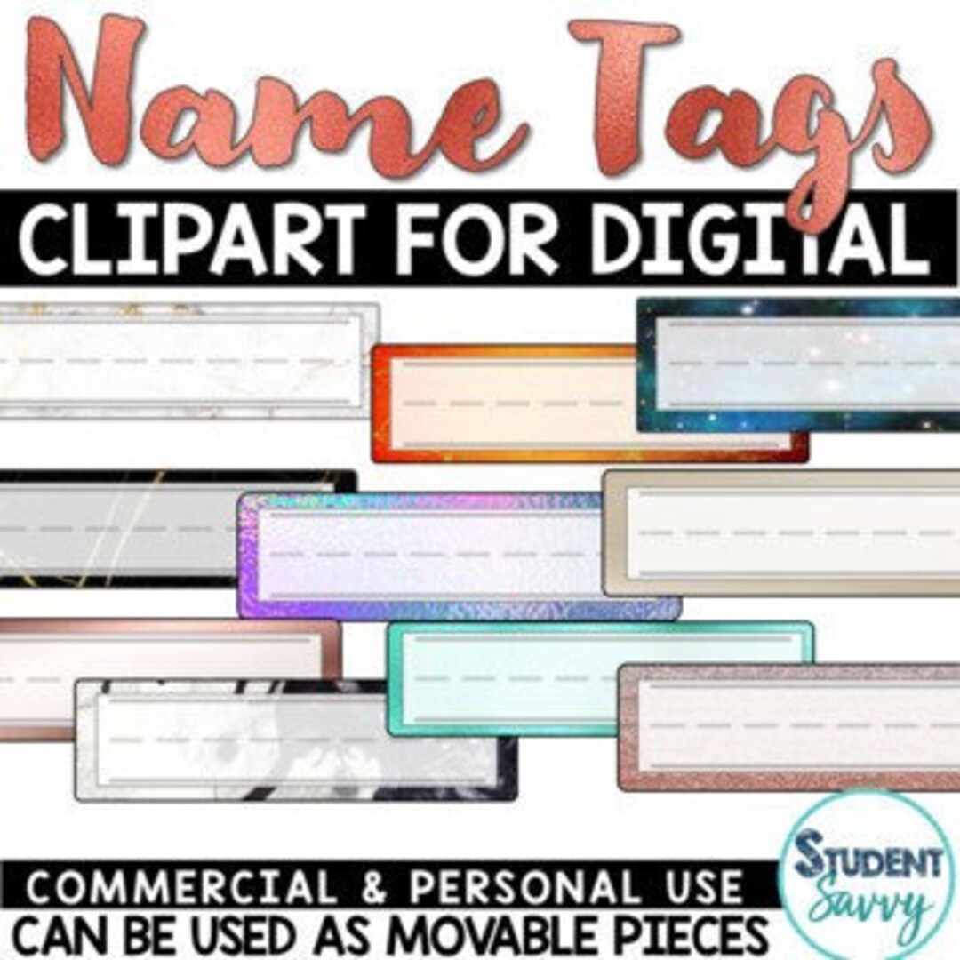 Name Tags Clipart Movable Pieces | Clip Art Distance Learning - Etsy
