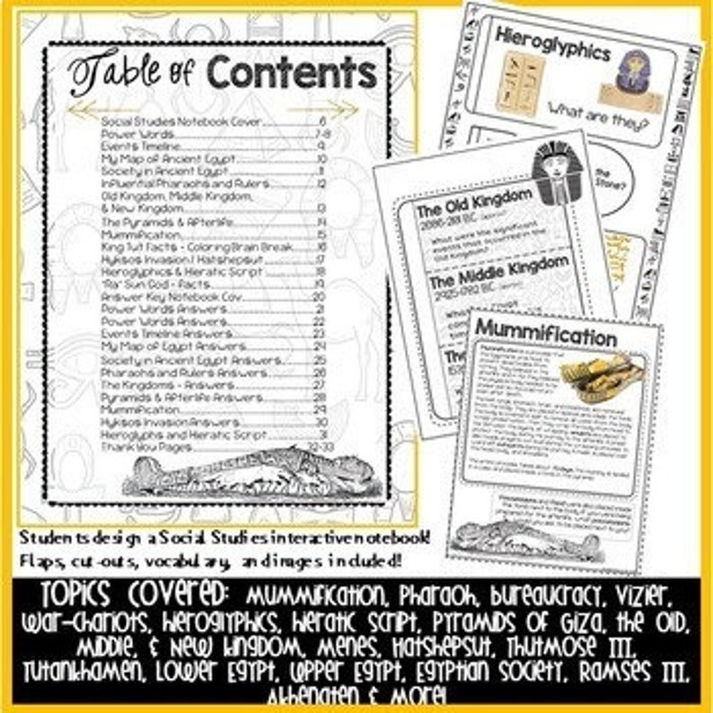 Ancient Egypt Interactive Notebook Worksheets Ancient History ...