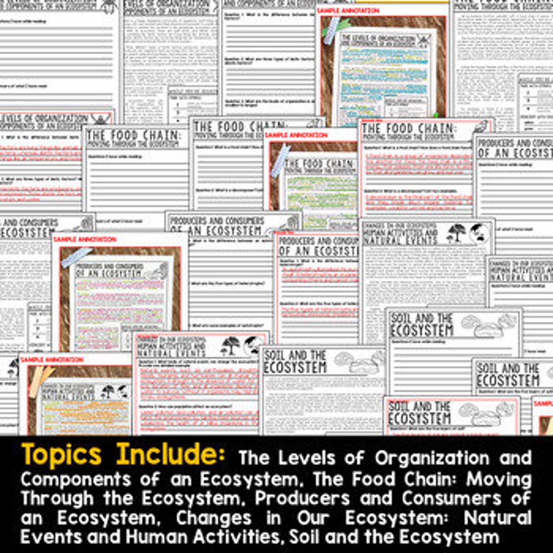 Ecosystems Reading Passages Questions Annotations - Etsy