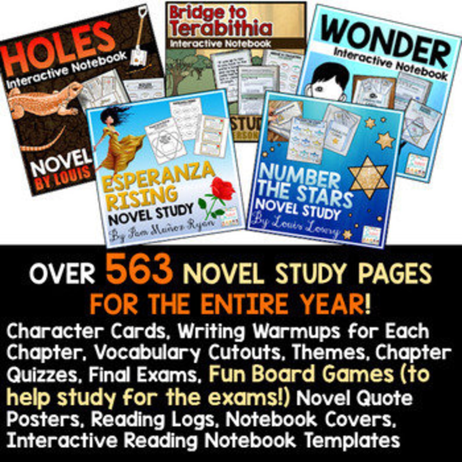5th Grade Novel Studies Bundle - Wonder Holes Number the Stars - Etsy