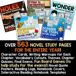 5th Grade Novel Studies Bundle - Wonder Holes Number the Stars - Etsy