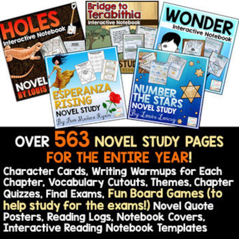 5th Grade Novel Studies Bundle - Wonder Holes Number the Stars - Etsy