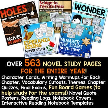 5th Grade Novel Studies Bundle - Wonder Holes Number the Stars - Etsy