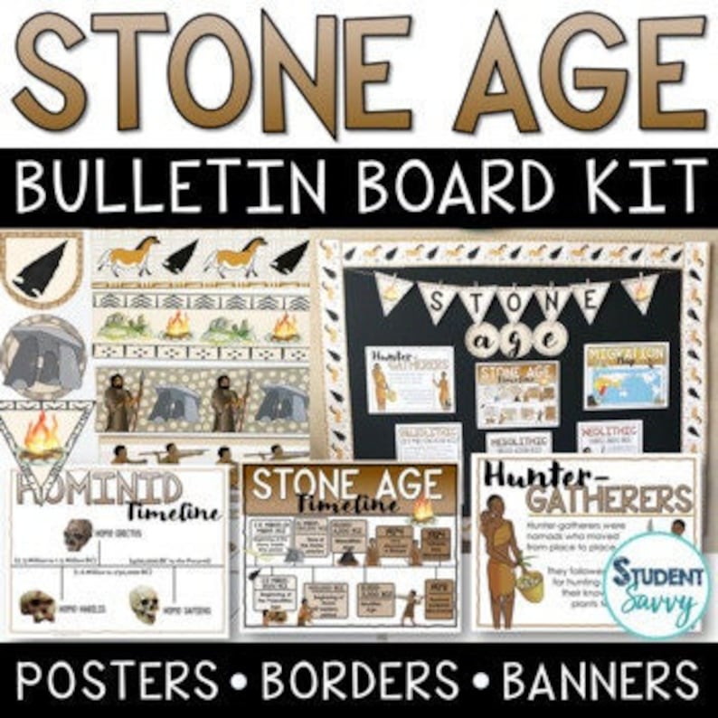 Stone Age Bulletin Board Kit | Early Human Posters | Borders | Banners ...