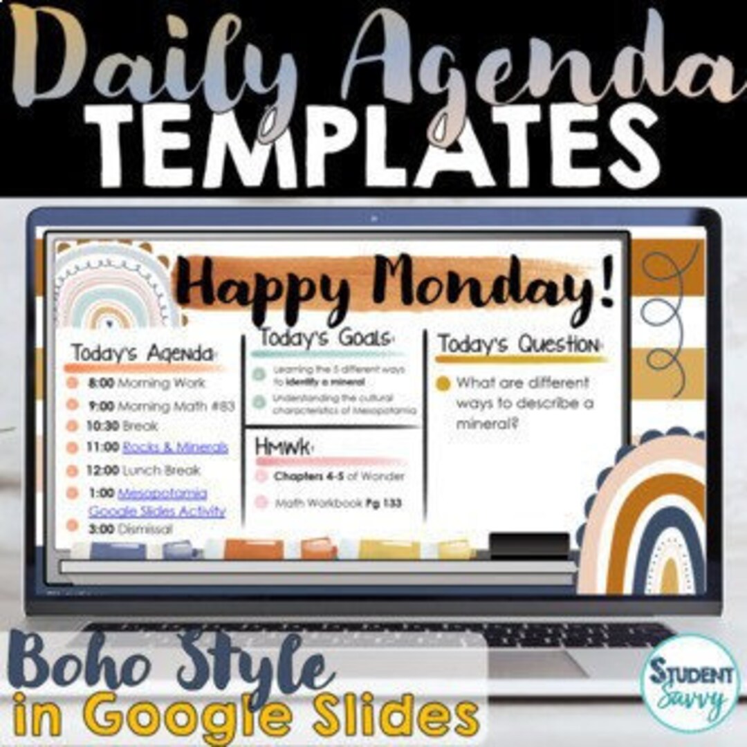 Daily Schedule Template Editable Agenda Slides Back to School Digital ...