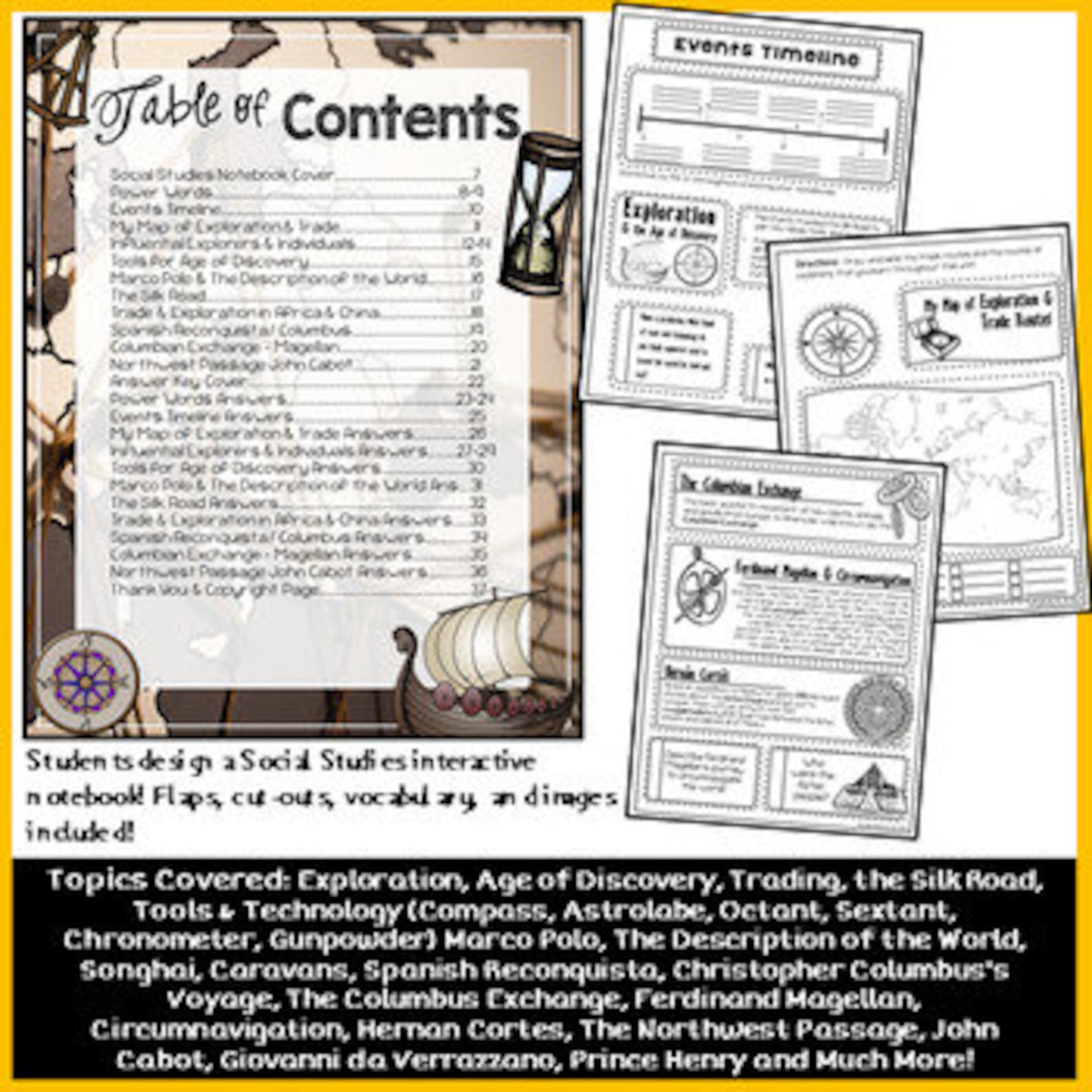 Age of Exploration Interactive Notebook Trade Routes New World Early ...