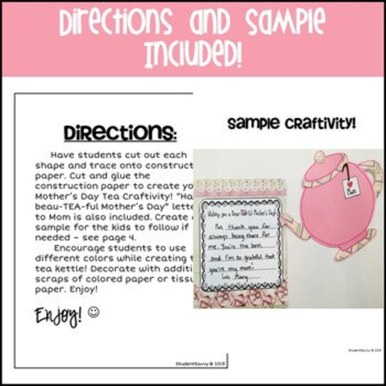 Mother's Day Tea Craftivity! - Etsy