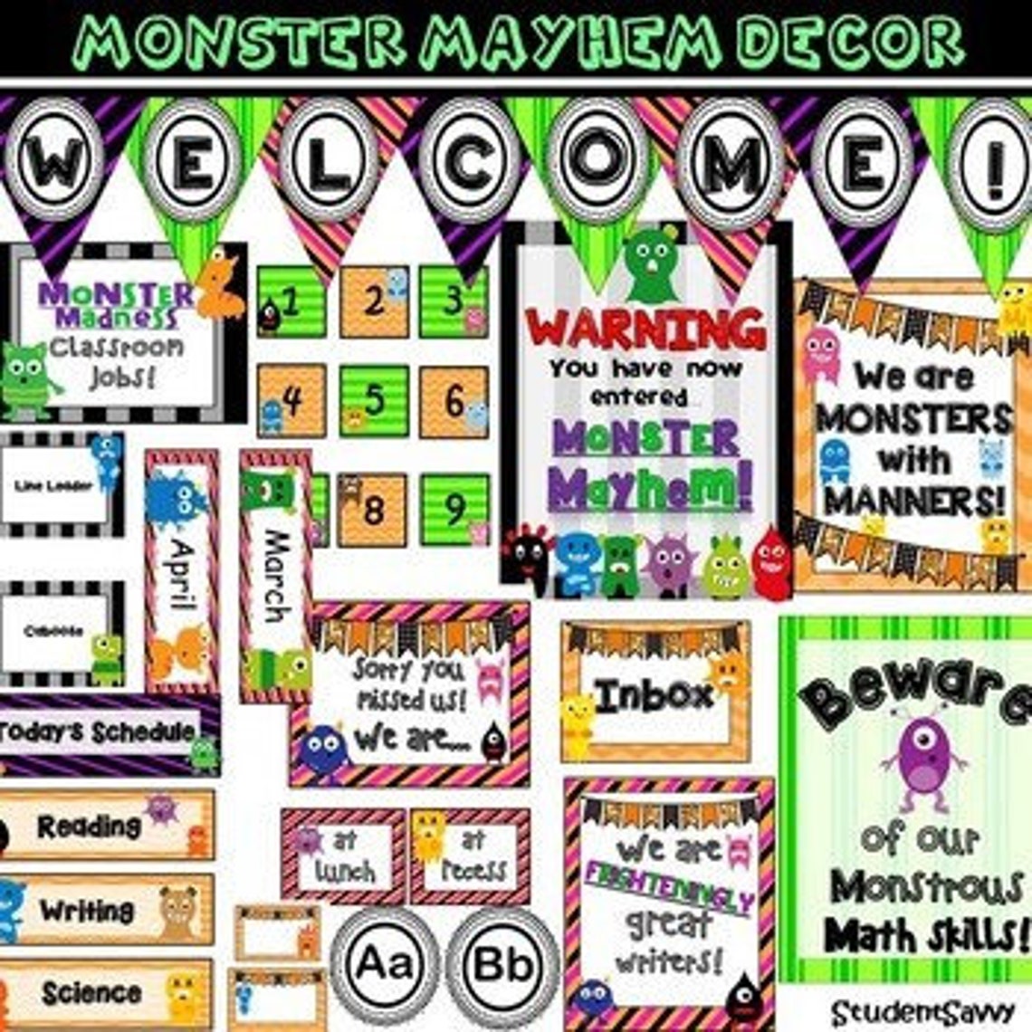 Classroom Decor - Monster Theme (editable) - Etsy